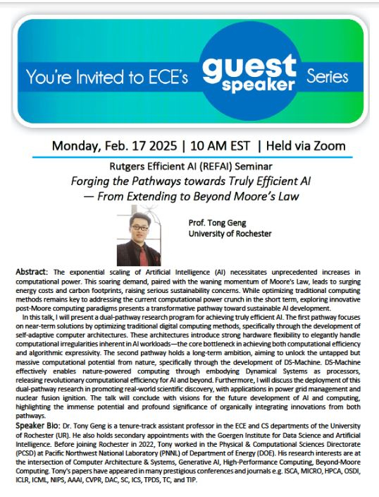 Rutgers Efficient AI Seminar - Prof. Tong Geng, University of Rochester